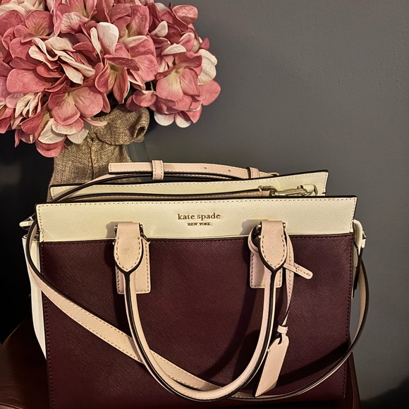 kate spade | Bags | Kate Spade Maroon And Cream Satchel Purse | Poshmark
